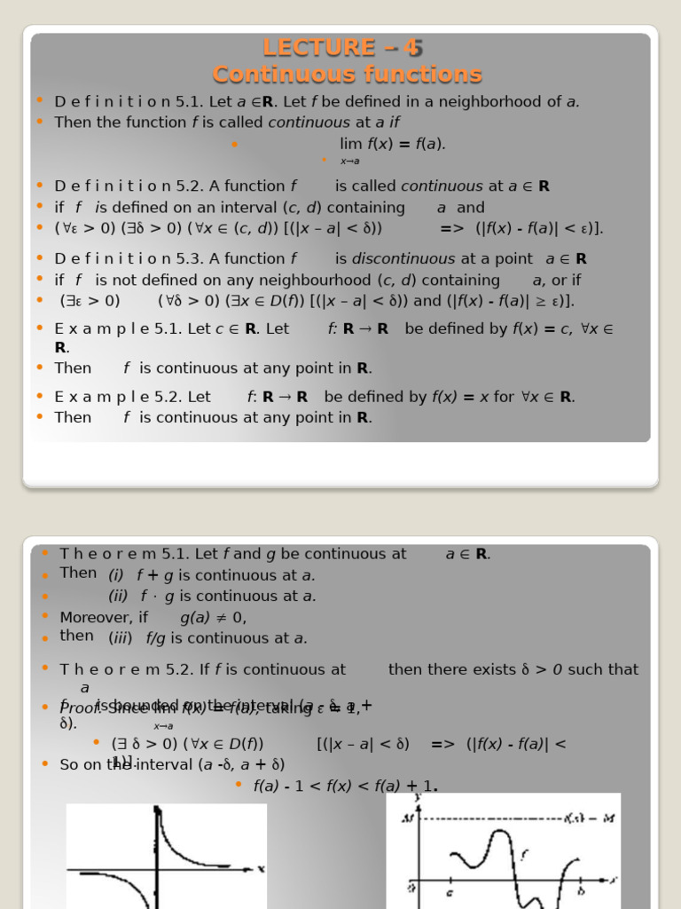 Lecture 4 Continuous Functions Pdf Mathematical Analysis Mathematics 1030