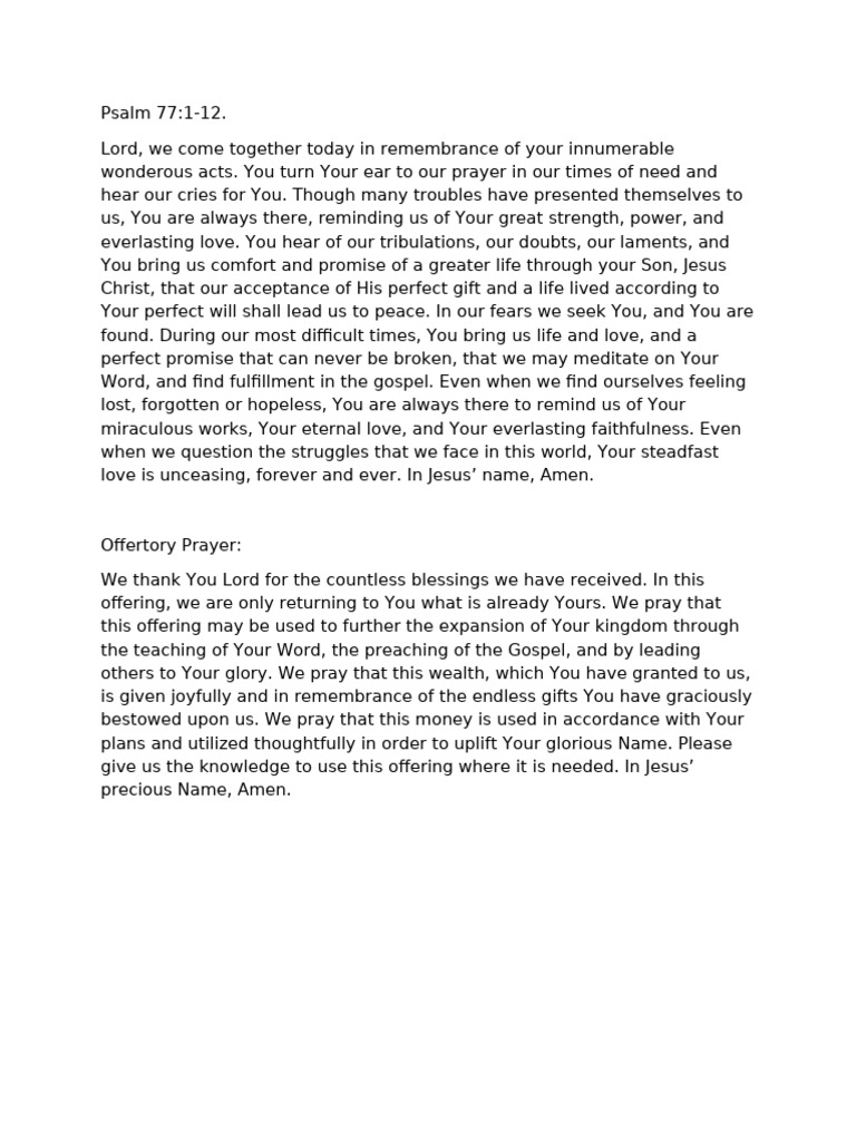 Psalm 77: Faith and Gratitude in Prayer | PDF