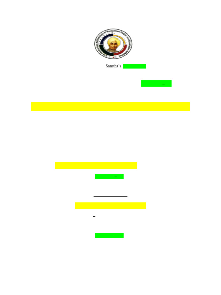 Late Pandharinath Patil (LPP) Institute Project Front Pages | PDF