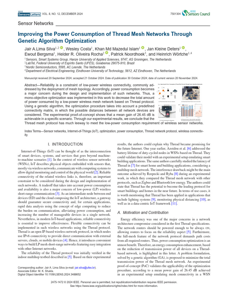 Improving The Power Consumption of Thread Mesh Networks Through Genetic Algorithm Optimization ...