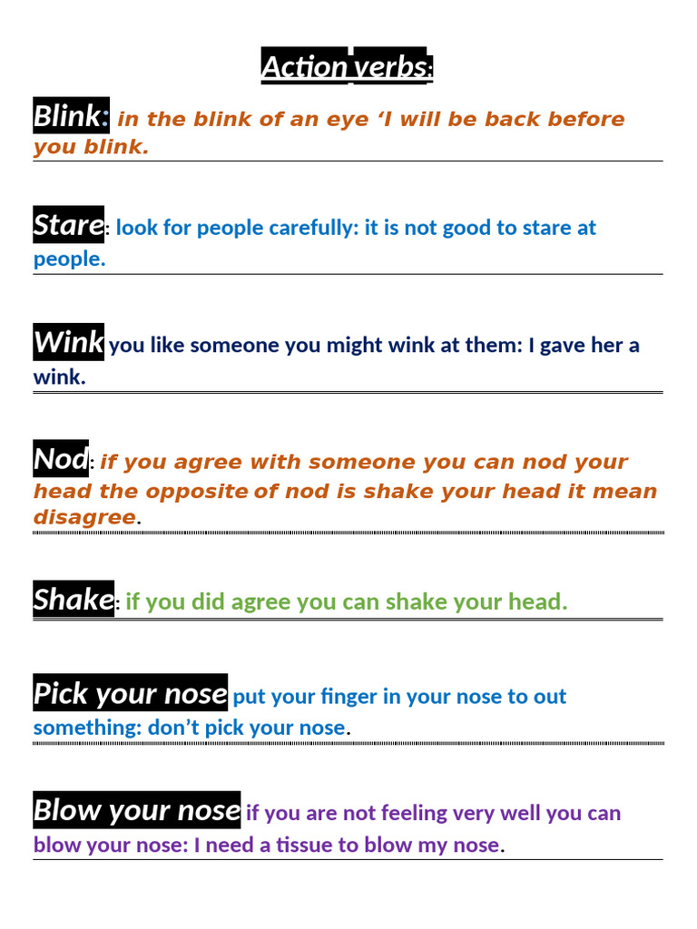 Action Verbs | PDF