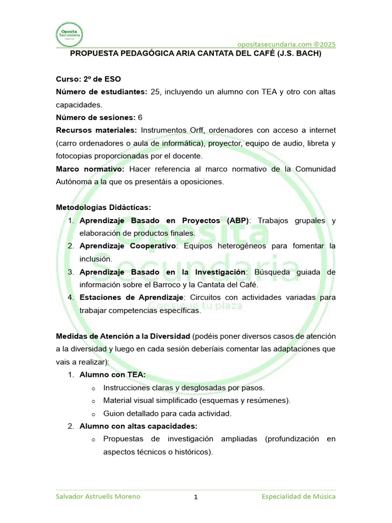 Análisis Musical Cantata Bach Modelo análisis cantata Bach | PDF ...