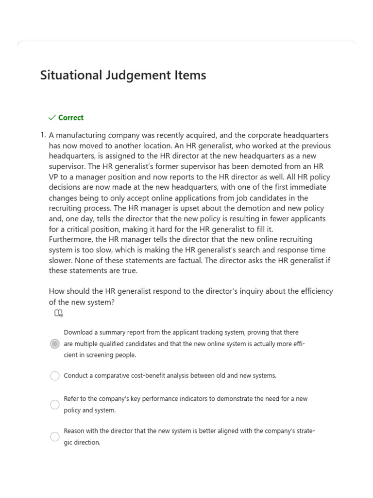 Situational Judgement Items | PDF | Incentive | Employment