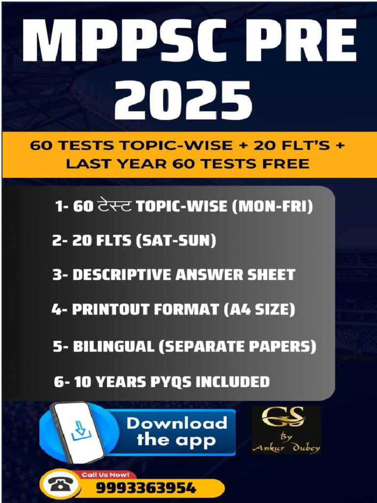 MPPSC 2025 Pre-Exam Practice | PDF