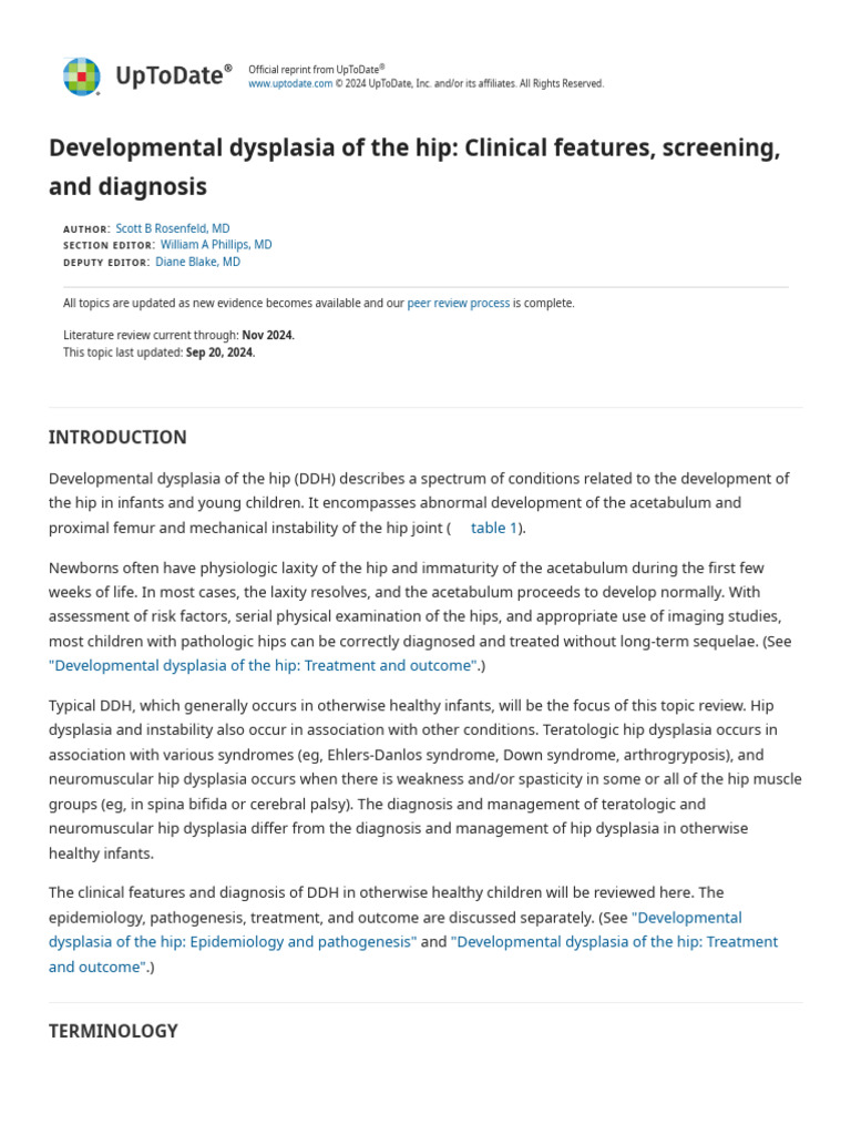 Developmental Dysplasia of The Hip - Clinical Features, Screening, and Diagnosis - UpToDate ...