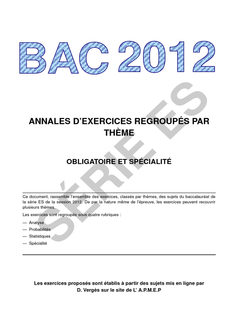 Bac 2012 Exercices | PDF