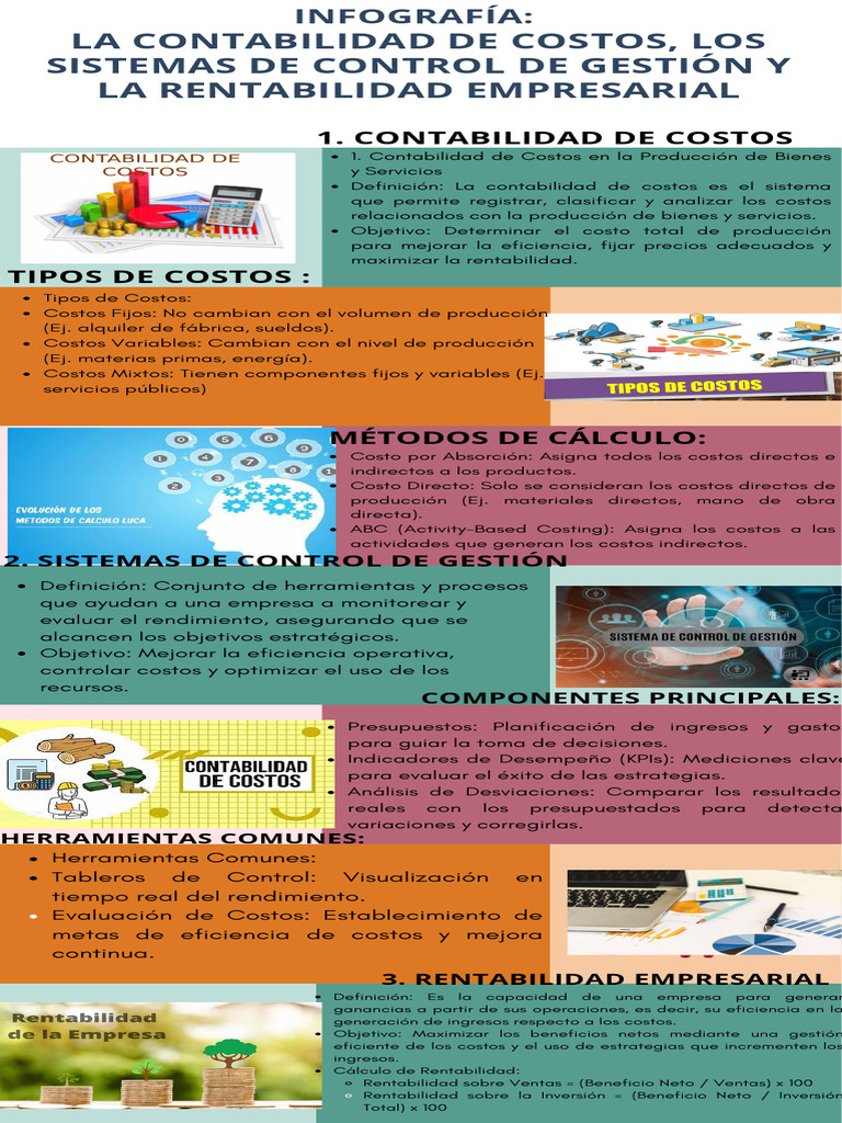 Infografía: La Contabilidad de Costos, Los Sistemas de Control de Gestión y La Rentabilidad ...