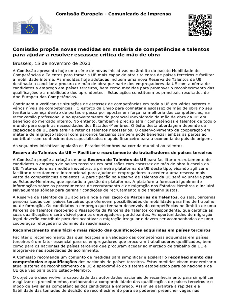 Comiss o Prop e Novas Medidas em Mat Ria de Compet Ncias e Talentos para Ajudar A Resolver ...