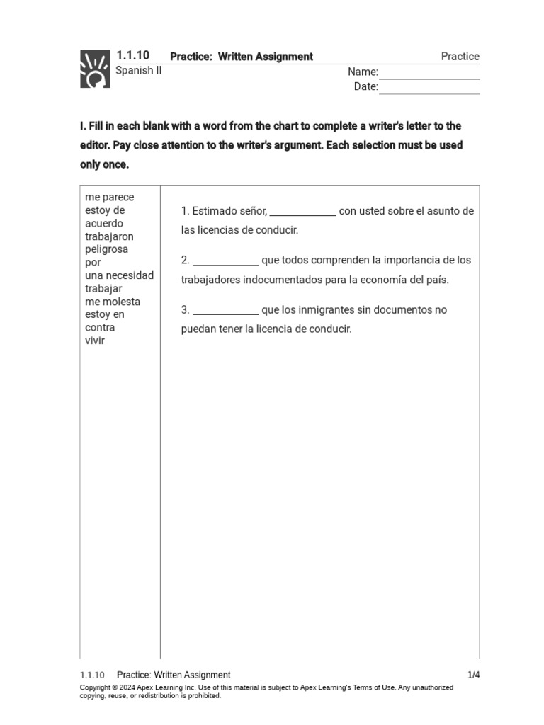 1.1.10 Practice - Written Assignment (Practice) | PDF
