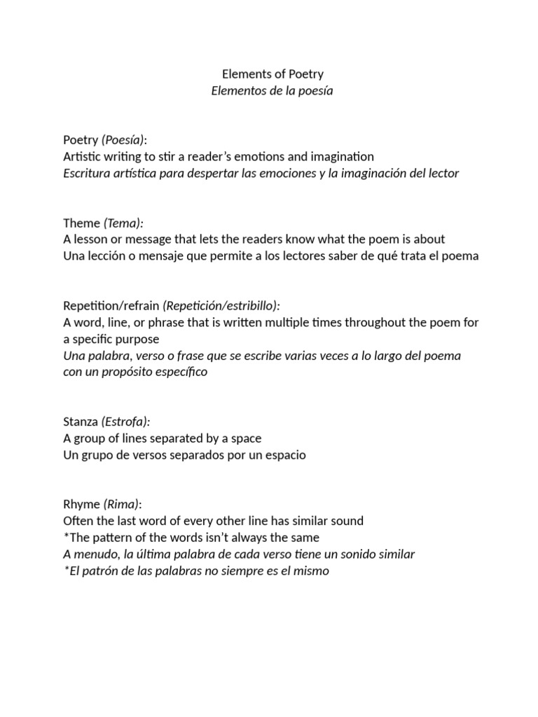 Elements of Poetry (Spanish) | PDF