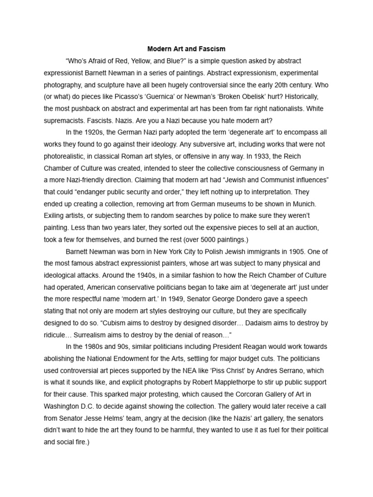 Modern art and Fascism | PDF | The Arts