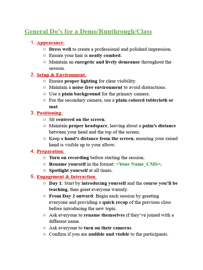 Demo Points To Remember | PDF