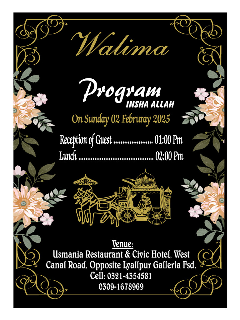 Walima Reception Details - Feb 2, 2025 | PDF