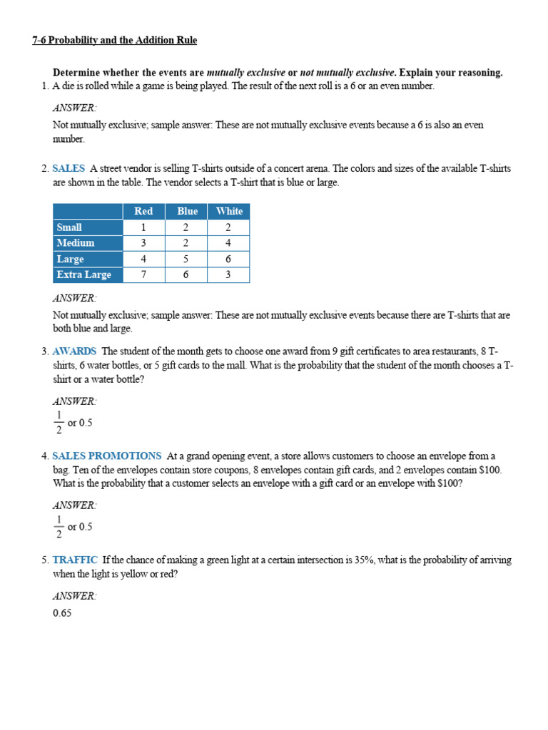 7_6_Probability_and_the_Addition_Rule | PDF | Rectangle | Probability