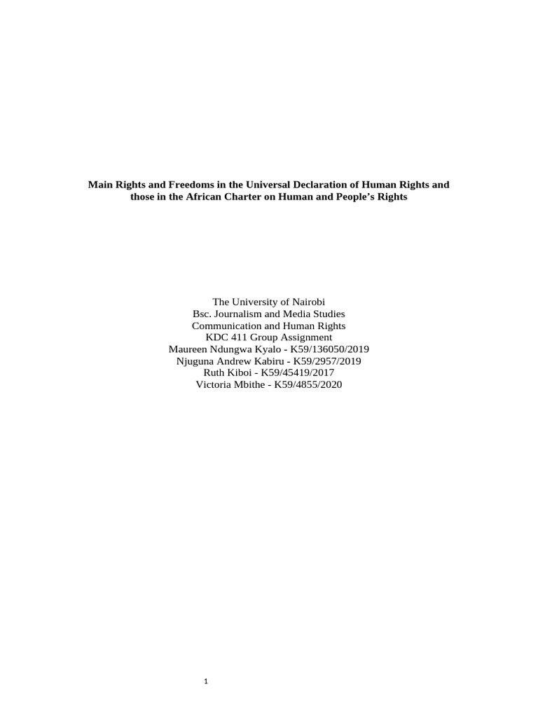 Human Rights in UDHR and African Charter | PDF | Human Rights ...