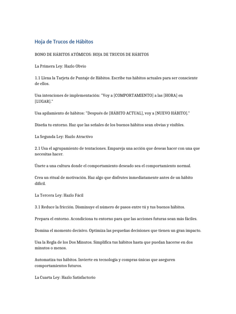 Habits Cheat Sheet Translated | PDF