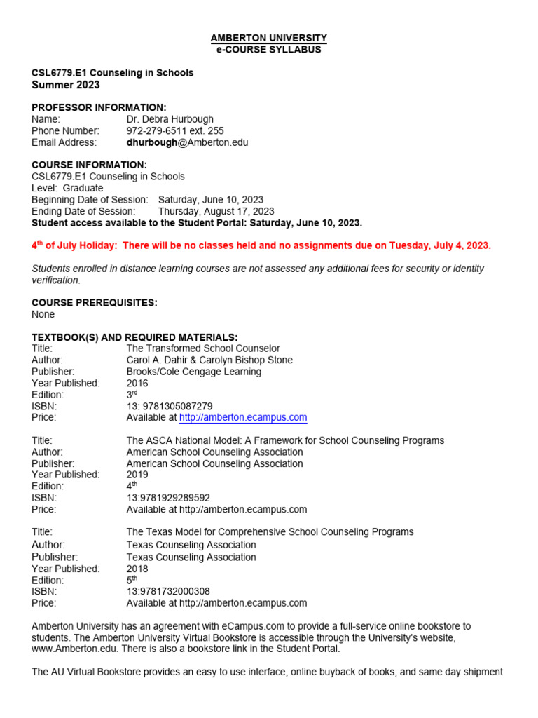 Counseling in Schools Syllabus 2023 | PDF | Plagiarism | Turnitin
