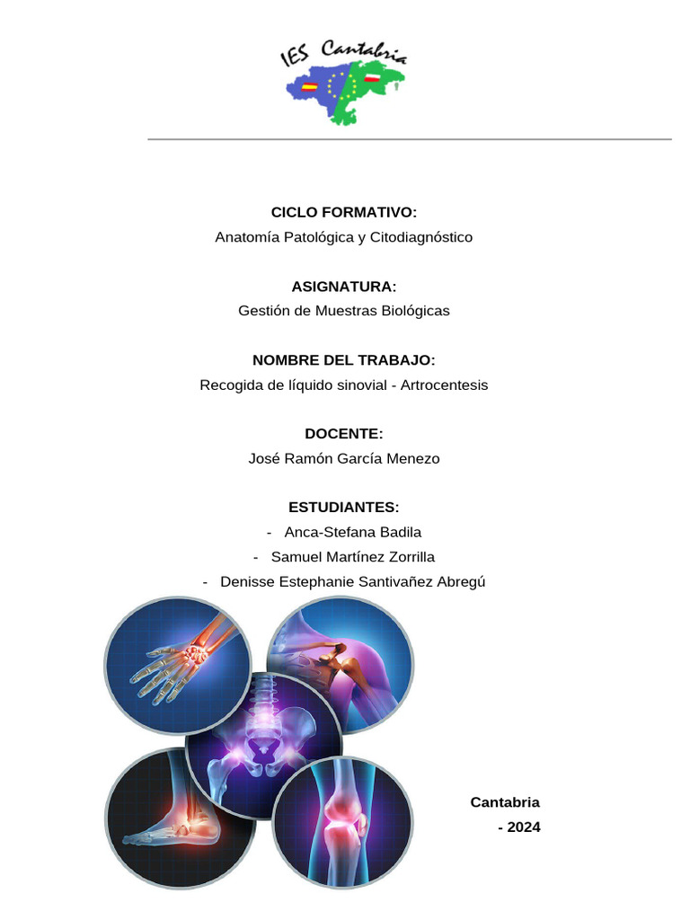 Artrocentesis: Guía de Recogida de Líquido Sinovial | PDF ...