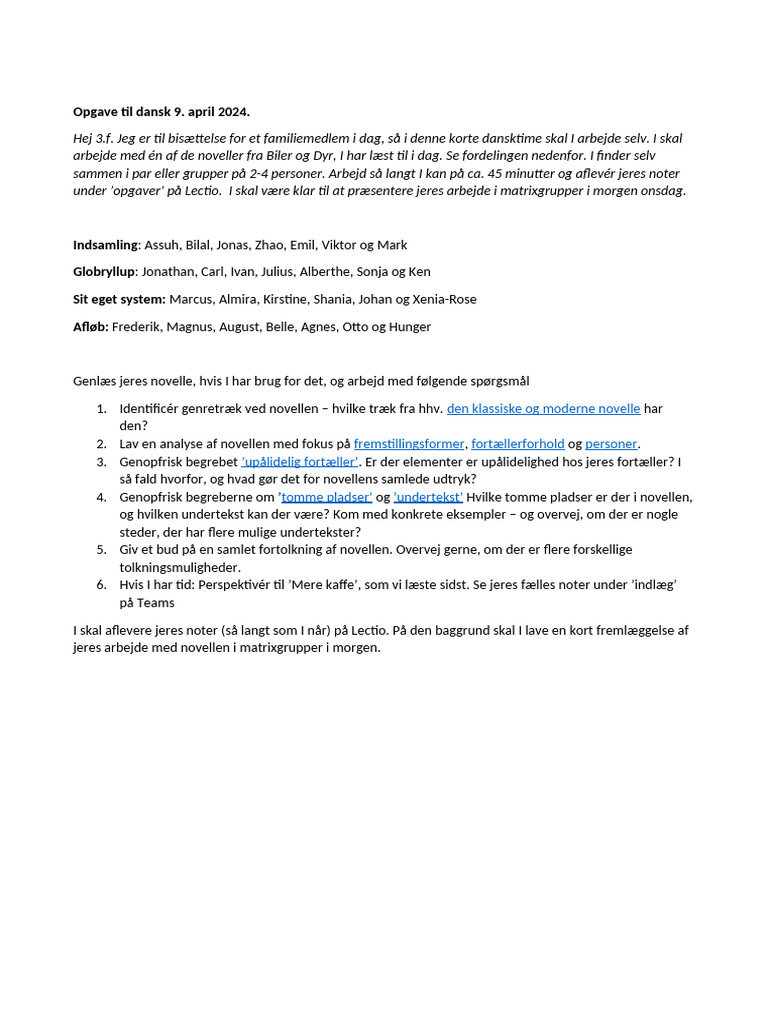 Arbejde Med Biler Og Dyr Til 9-04-2024 Opdateret | PDF