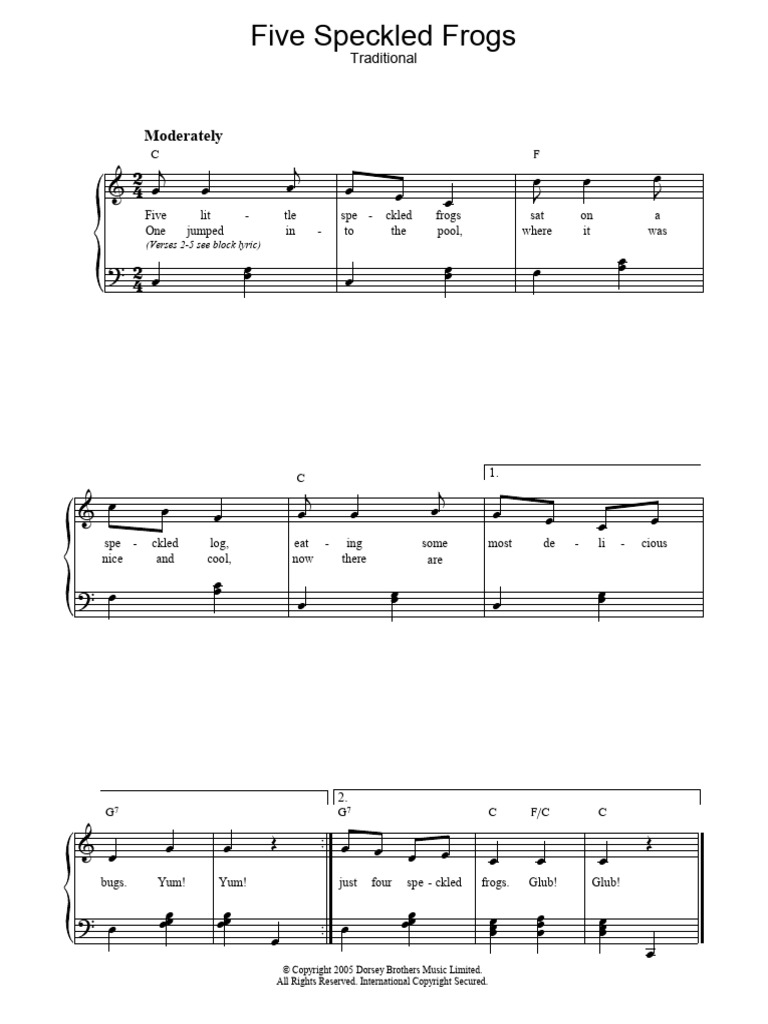 Five Little Speckled Frogs | PDF