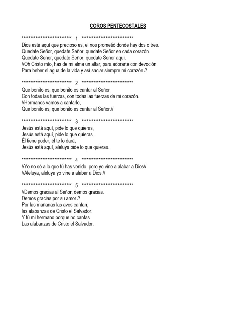 Coros Pentecostales de Alabanza | PDF