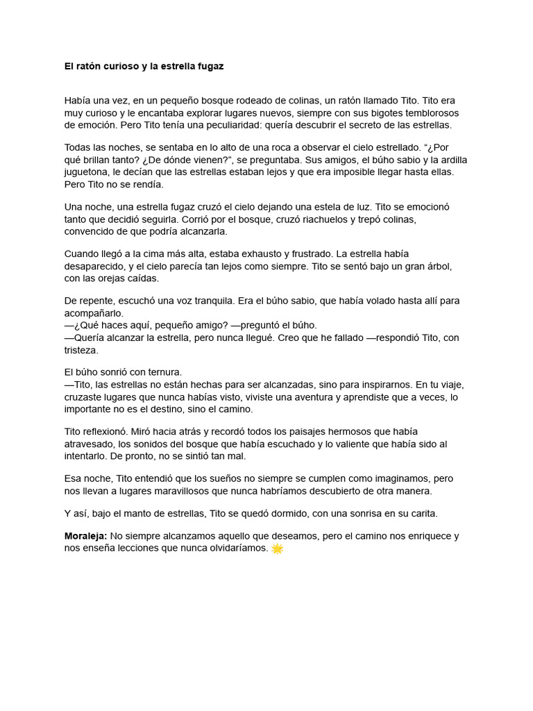 El ratón curioso y su aventura estelar | PDF