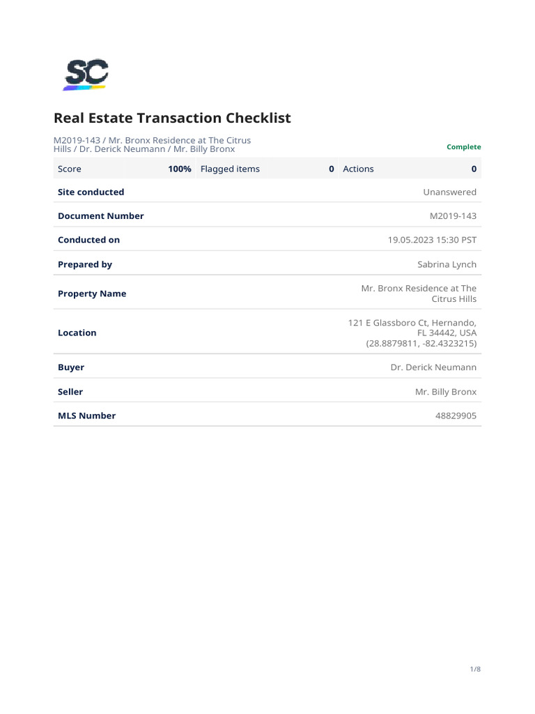 Real Estate Transaction Checklist Guide | PDF | Private Law | Common Law
