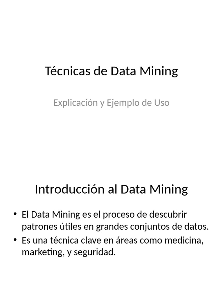 Técnicas Clave de Data Mining Explicadas | PDF