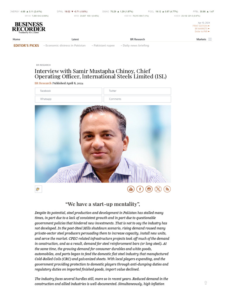 Interview With Samir Mustapha Chinoy, Chief Operating Officer ...