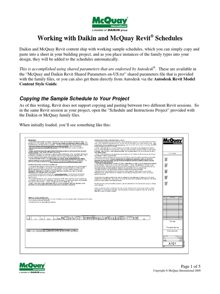 Working With Daikin and McQuay Revit Schedules | PDF | Autodesk Revit ...