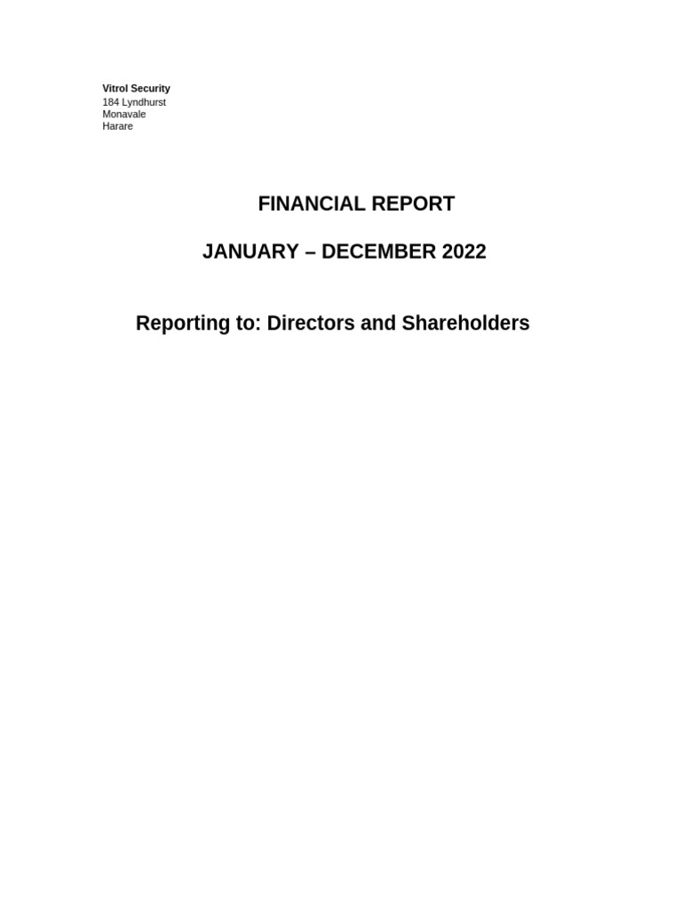 Vitrol Security Financial Report 2022 to Directors | PDF | Expense ...