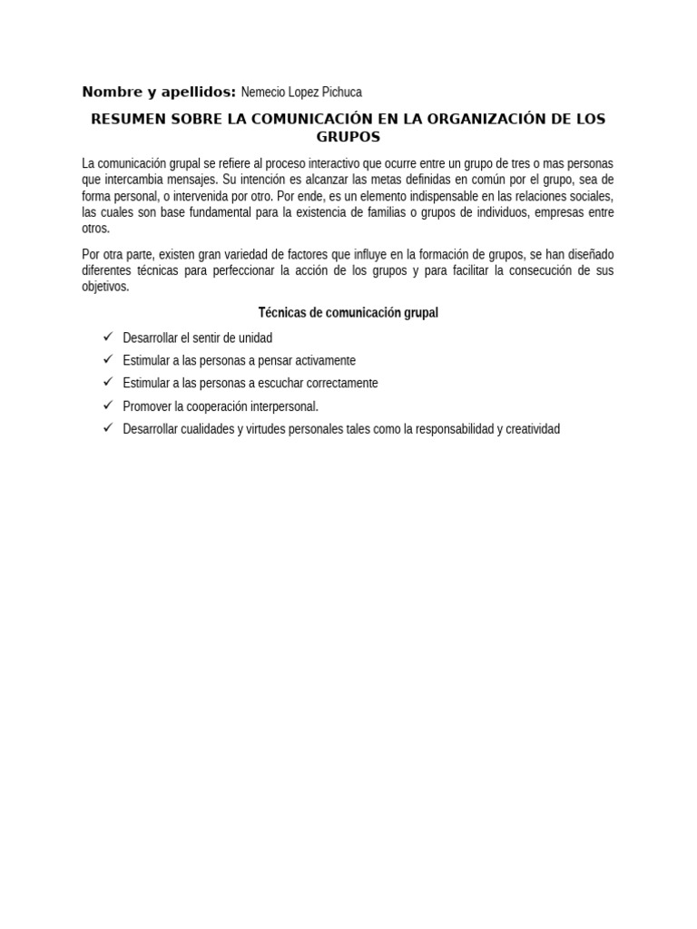 Técnicas Efectivas de Comunicación Grupal | PDF