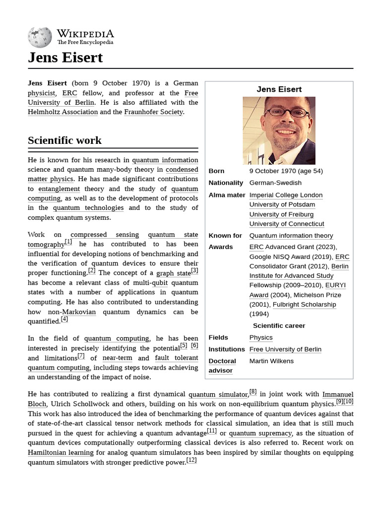 Jens_Eisert | PDF | Theoretical Physics | Quantum Mechanics