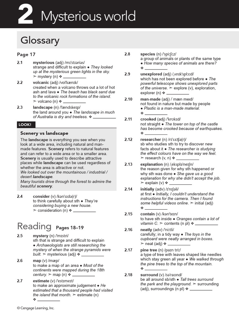 b1_wordlist_unit_2_0 | PDF | Empathy | Volcano