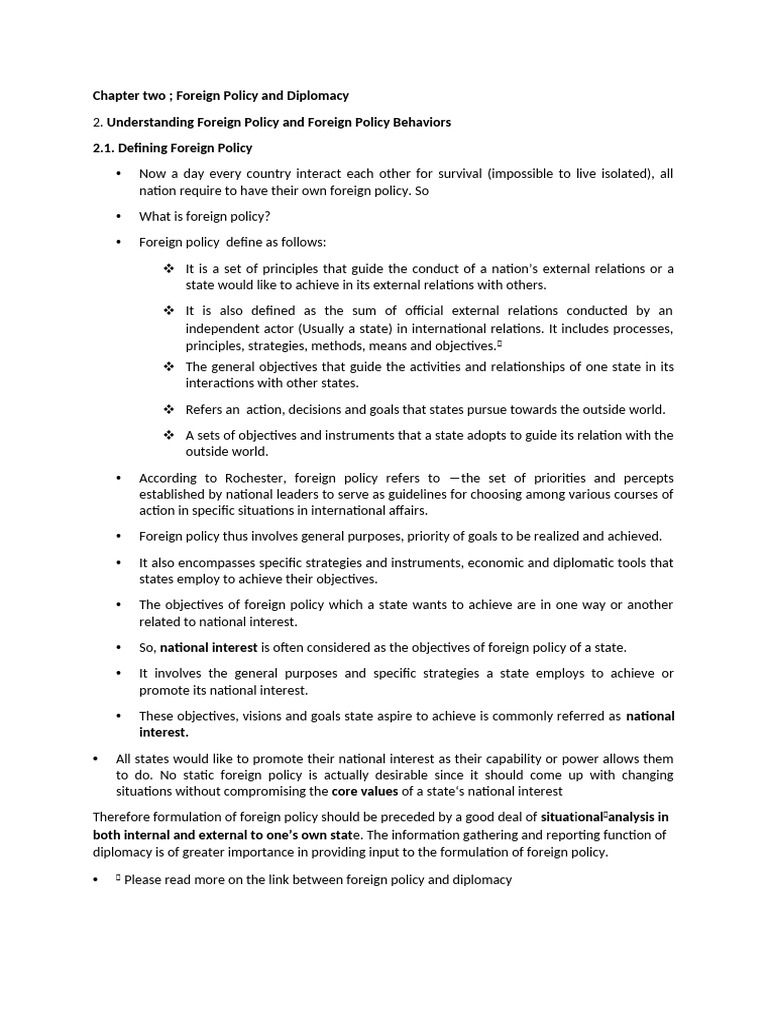 Foreign Policy and Diplomacy (Final) | PDF | Diplomacy | Policy