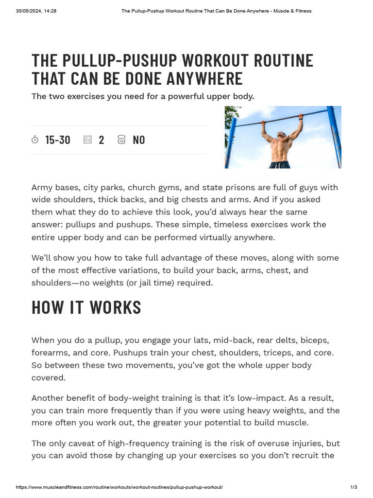 The Pullup-Pushup Workout Routine That Can Be Done Anywhere - Muscle & Fitness | PDF | Arm ...