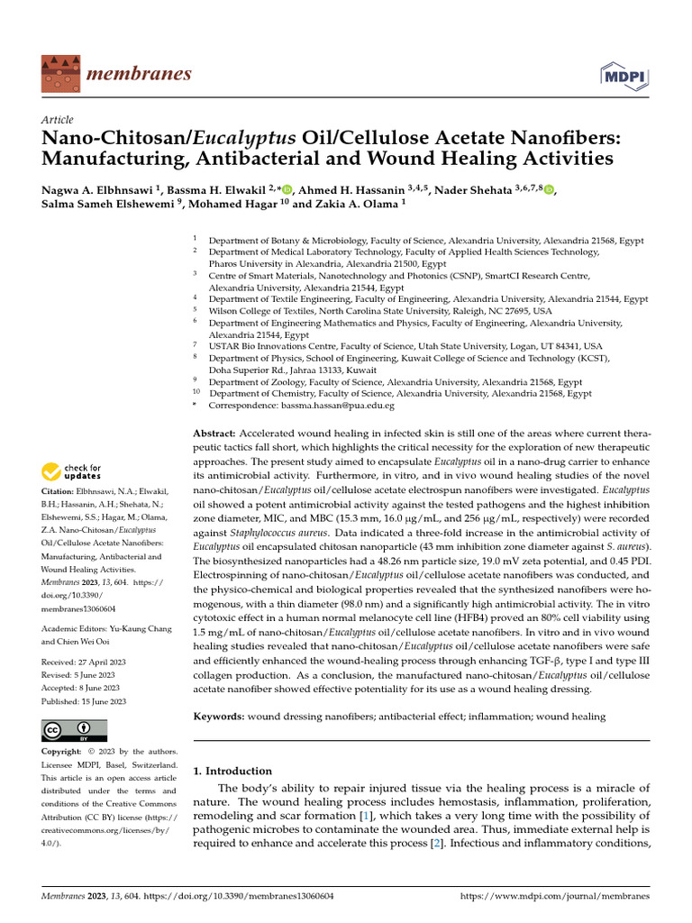 Nano-Chitosan Eucalyptus Oil Fibers for Wound Healing | PDF ...