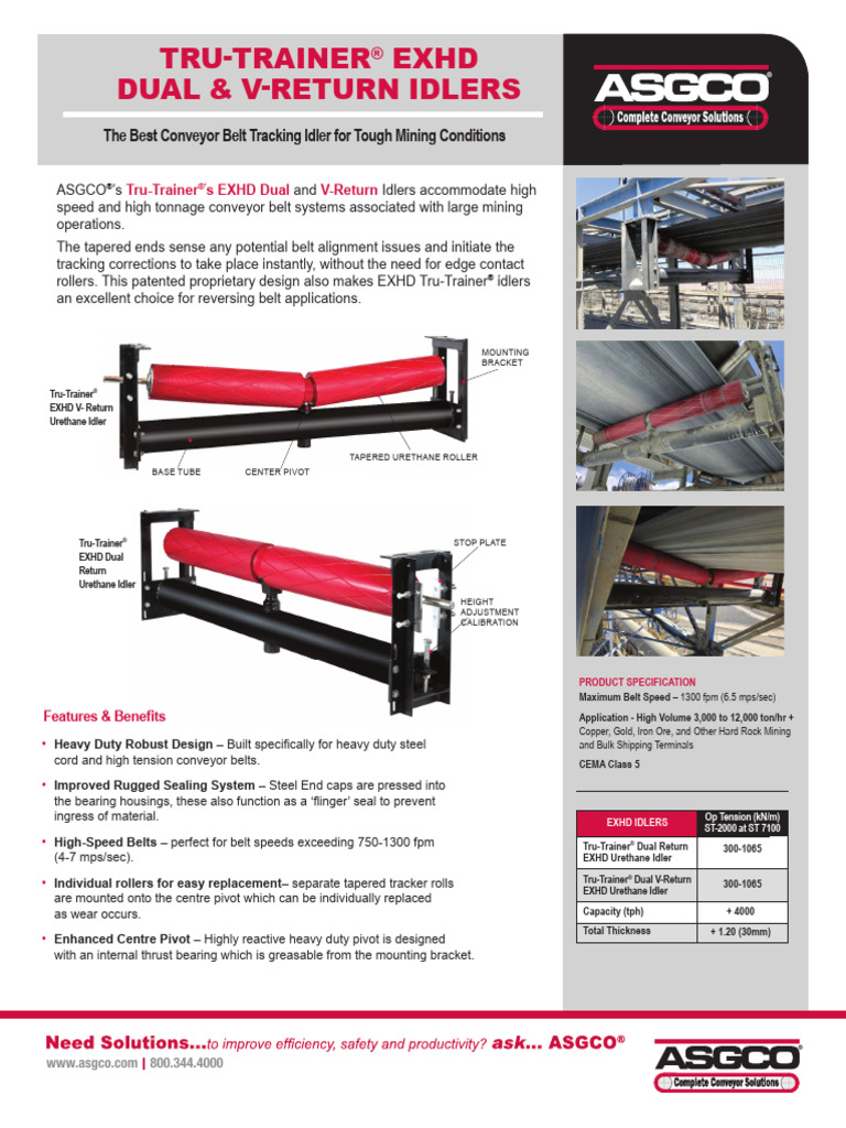 Tru Trainer Dual and Dual V Return Urethane EXHD Idlers | PDF