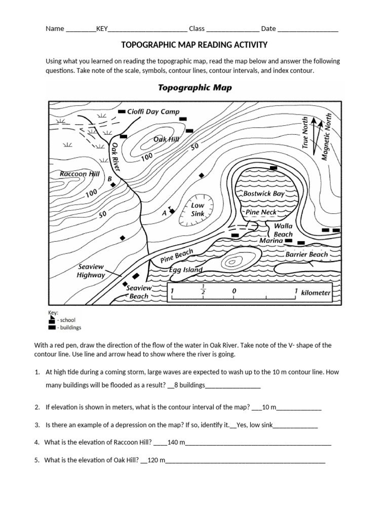 Topographic Map Reading Activity Key | PDF