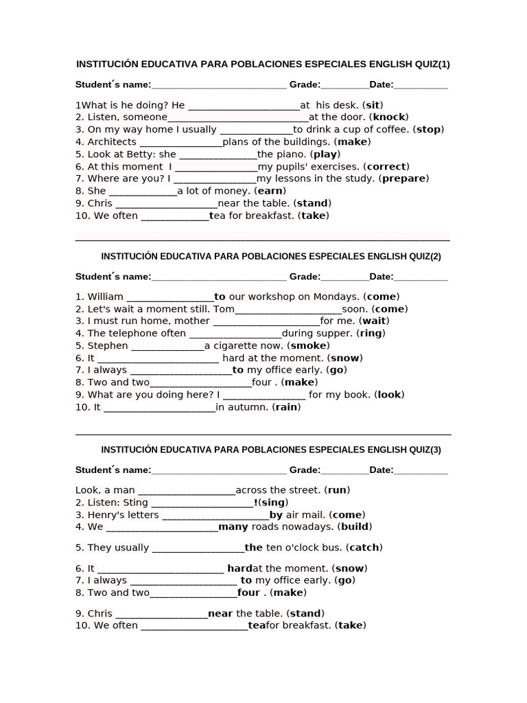 Presen Simple VS Continuous Quiz 10 | PDF