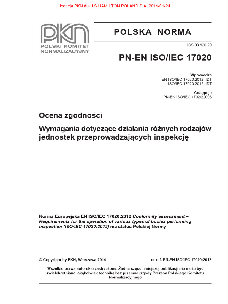 Pn-En Iso - Iec 17020 - 2012P | PDF