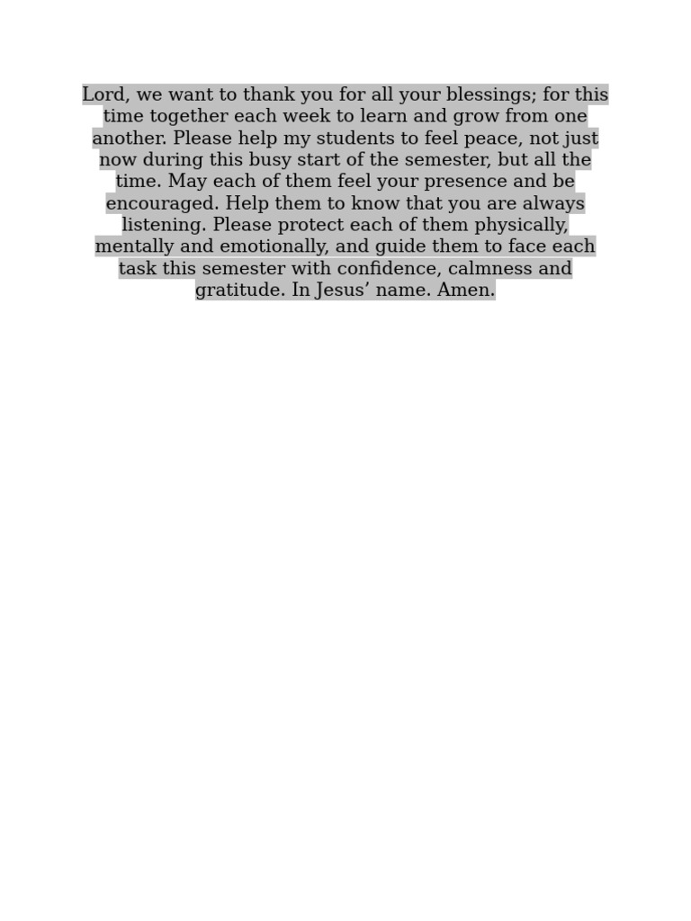 Weekly Prayer | PDF
