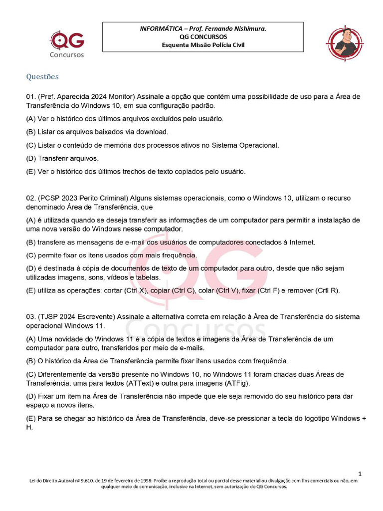 Questões Da Aula - Nishimura | PDF