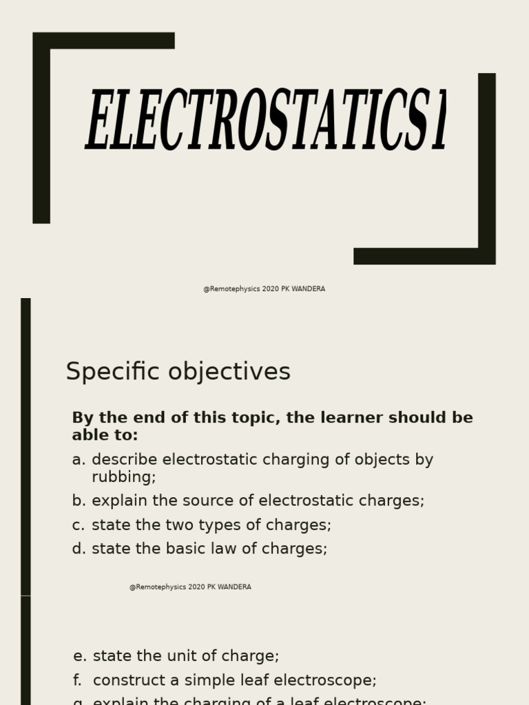 09 Electrostatics I | PDF | Electric Charge | Electron
