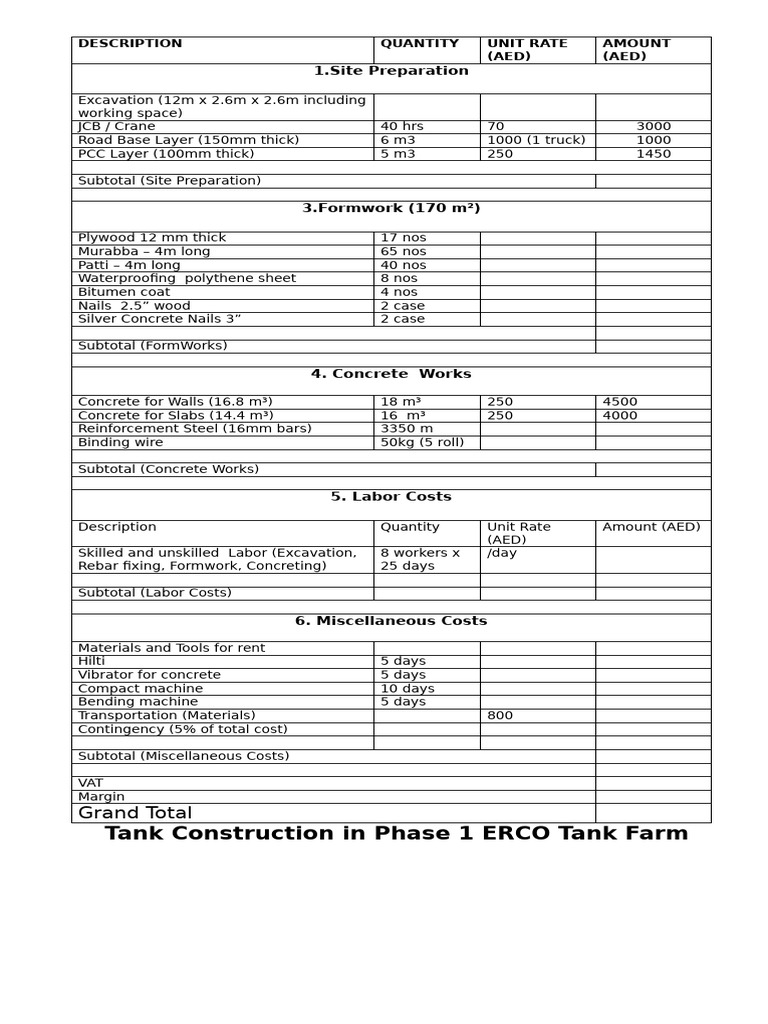 Tank Construction in Phase 1 ERCO Tank Farm | PDF