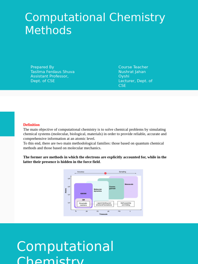 Computational Chemistry for CSE Students | PDF | Ab Initio Quantum Chemistry Methods ...
