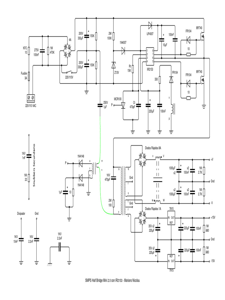 SMPS Half Bridge IR2153 2.0 - Esquema-1 | PDF