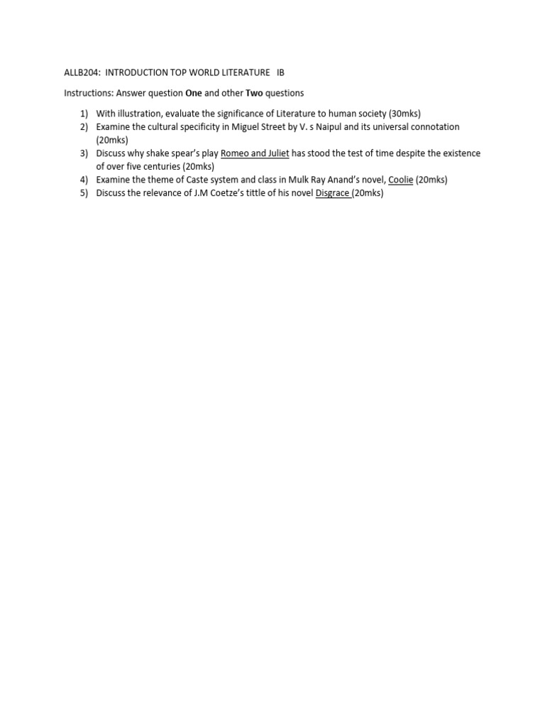 Allb204 Introduction Top World Literature Ib | PDF