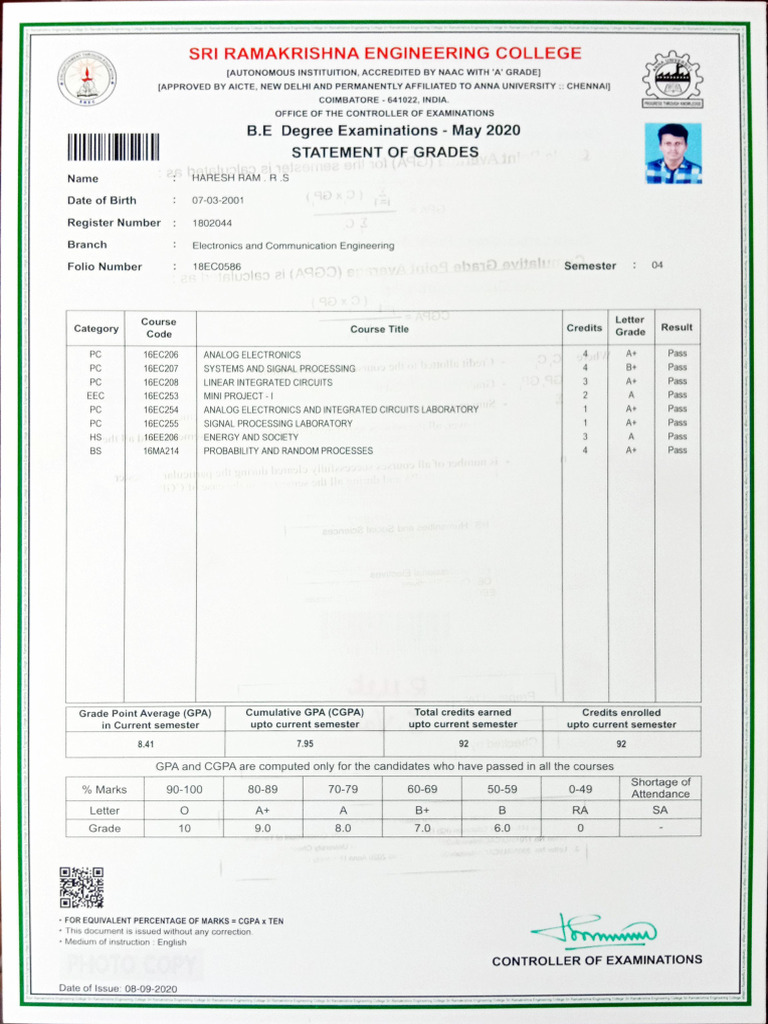 4th Sem Marksheet Mail | PDF