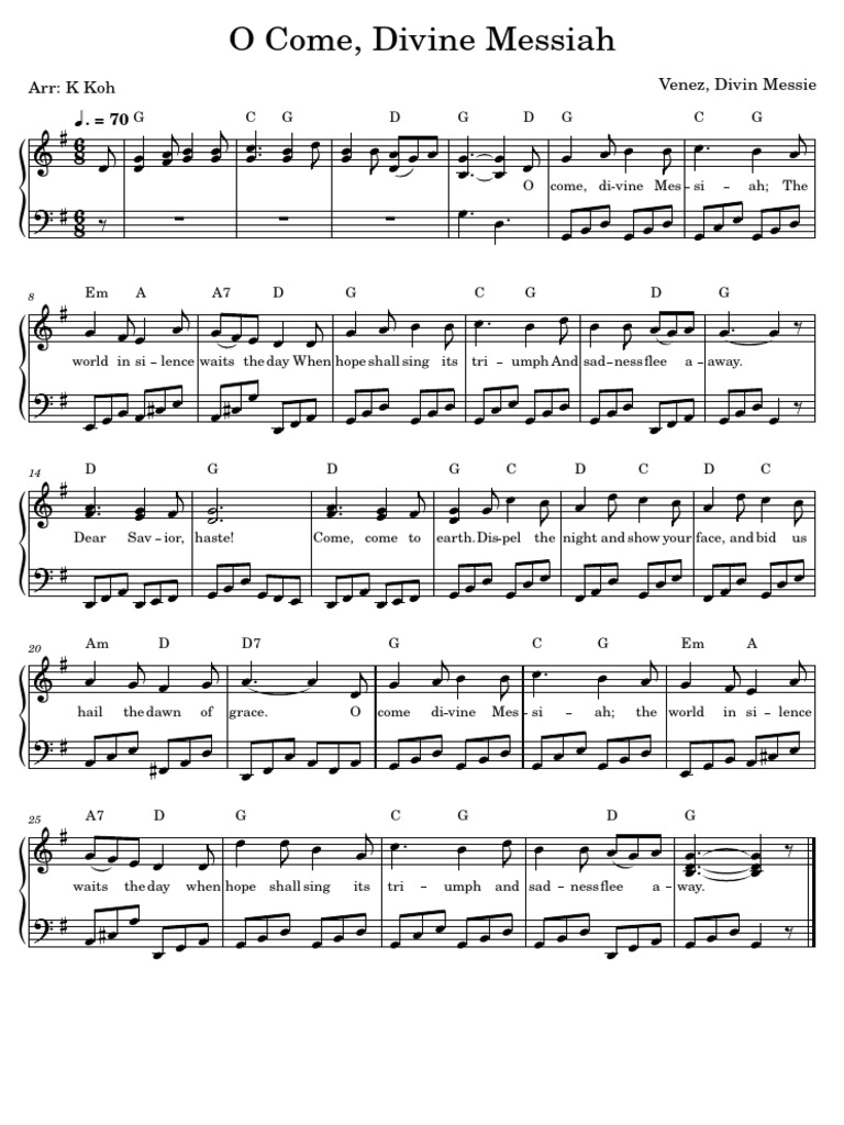 O Come, Divine Messiah Sheet Music | PDF